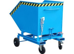 4052462042186 - Späne-Kippbehälter SKW-ET 1000 Stahl blau B 1395 x T 1070 x H 1220 mm 600 l bis 300 kg Rollen manuelles Kippen mit Einfahrttaschen