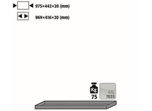 4250101138997 - Fachboden Standard für asecos Sicherheitsschränke der UB90 und UB30 Serie Stahlblech lichtgrau B 975 x T 422 x H 20 mm bis 30 kg