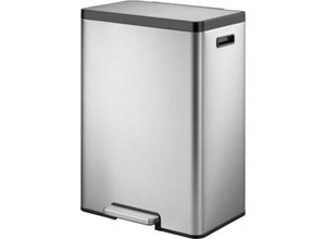 8713631184651 - EKO Treteimer EcoCasa Edelstahl gebürstet fingerabdrucksicher 2 x 20 Liter gedämpfte Deckel B 450 x T 335 x H 655 mm silber