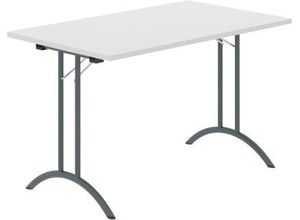 8697837515412 - Select Klapptisch Rechteck Doppel-T-Fußgestell Spezial-Klappbeschlag & Bodenausgleich B 1200 x T 700 x H 720 mm lichtgrau anthrazit