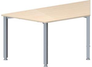 4251898814606 - Genius Konferenztisch MODENA FLEX Trapez 4-Fuß Quadratrohr B 1600 x T 800 x H 720-840 mm Ahorn weißaluminium RAL 9006