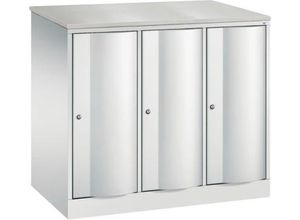 4064615386993 - Garderobenschrank Resisto 3 Abteile 3 Fächer B 1148 x T 640 x H 1077 mm Lichtgrau