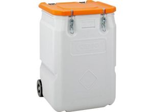 4052886441879 - Mobil-Box CEMO Volumen 250 l für feste Gefahrstoffgüter Verpackungsgruppe II und III konform mit ADR RID IMDG Code Klappdeckel PE grau orange