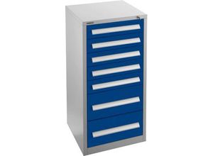 4051273045300 - Select Schubladenschrank SF 70 7 Schübe weißaluminium RAL 9006 enzianblau RAL 5010
