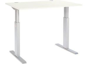 4250510855195 - Select Schreibtisch ERGO-T elektrisch höhenverstellbar Rechteck T-Fuß B 1200 x T 800 x H 725-1185 mm weiß weißaluminium