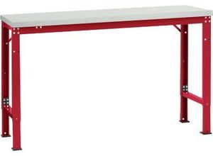 4045916137699 - AU70513003 Arbeits-Grundtisch UNIVERSAL Spezial mit Melaminplatte BxTxH = 1500 x 800 x 722-1022 mm Rubin-Rot