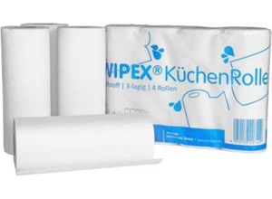 4250139207436 - Küchenrolle WIPEX 3-lagig 256 x 224 mm 8 Stück à 4 Rollen mit jeweils 50 Tüchern hochweiß