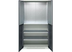 4051273792952 - Genius Materialschrank FS 5 OH abschließbar Lochrasterwände 3 Fachböden bis 450 kg B 1055 x T 520 x H 1950 mm lichtgrau anthrazitgrau