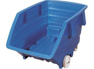 4250101103841 - Asecos - Muldenkippbehälter aus pe Vol 05 cbm LxBxH 1440x960x825 mm Traglast 150 kg mit Radsatz Farbe blau