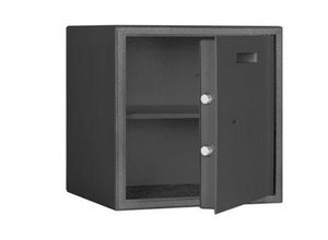4011238018275 - Einwurftresor F 2 Volumen 42 l Türanschlag rechts Doppelbartschloss mit 2 Schlüsseln 2 Fachböden inkl Verankerungsmaterial B 380 x T 350 x H 380 mm graphitgrau RAL 7024