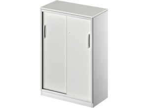 4051273739926 - Genius Schiebetürenschrank TETRIS SOLID 3 OH 2 Fachböden B 800 mm 19 mm Abdeckplatte lichtgrau weißalu