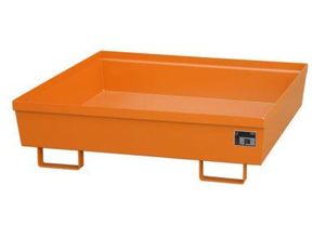 4052462017429 - eurokraft pro Stahl-Auffangwanne mit Randprofilierung LxBxH 1200 x 1200 x 335 mm ohne Rost orange RAL 2000