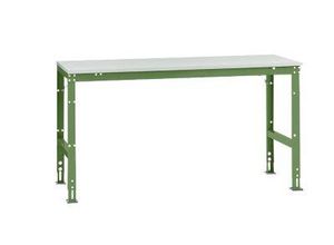 4045916070460 - AU40816011 Arbeits-Grundtisch UNIVERSAL Standard mit Melaminplatte BxTxH = 1750 x 800 x 760-870 mm Resedagrün (RAL 6011)