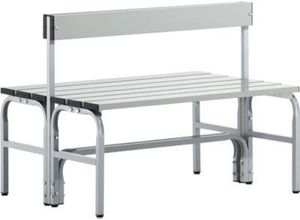 4030426148037 - Umkleidebank Edelstahlrohr Alu doppelt mit Rückenteil 1015 mm breit weißalu