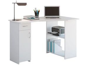 4051814365959 - Eckschreibtisch Winkel rechts 2 Regalfächer & 1 Schrank mit Schubfach B 1180 x T 770 x H 760 mm weiß