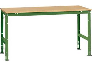 4045916098587 - AU40956011 Arbeits-Grundtisch UNIVERSAL Standard mit Multiplexplatte BxTxH = 1750 x 1000 x 760-870 mm Resedagrün (RAL 6011)
