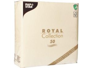 4002911216217 - Servietten Royal Collection 400 x 400 mm mit ¼-Falz kompostierbar FSC®-zertifiziertes Papier in Stoffoptik champagnerfarben 5 x 50 Stück