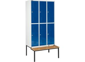 4051273616678 - Select Kleiderspind mit Sitzbank 3x2 Abteile 400mm Zylinderschloss Tür enzianblau