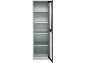 4051273769299 - Genius Flügeltürenschrank FS Stahl Sichtfenster Lüftungslöcher B 545 x T 520 x H 1950 mm 5 OH Lichtgrau Anthrazitgrau bis 250 kg