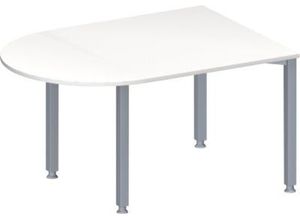 4251898814781 - Genius Konferenztisch MODENA FLEX Halbkreis 4-Fuß Quadratrohr B 1400 x T 1000 x H 720-840 mm weiß weißaluminium RAL 9006