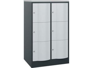 4066681282100 - Schließfachschrank Resisto 2 Abteile 6 Fächer B 772 x T 640 x H 1255 mm Lichtgrau Anthrazitgrau