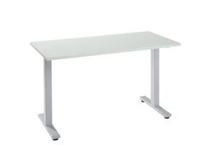 4251898813395 - Home Office Schreibtisch Start Off Rechteck T-Fuß B 1300 x T 650 x H 735 mm lichtgrau weißaluminium