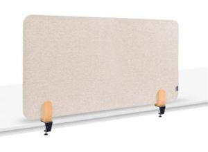8713797101165 - Akustik-Tischtrennwand Elements PET-Kern Stoffoberfläche pinnbar inkl 2 Tischklemmen B 800 x H 600 x T 21 mm soft beige