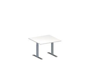 4251898815382 - Genius Besprechungstisch MODENA FLEX Quadrat T-Fuß Rechteckrohr B 1000 x T 1000 x H 650-850 mm weiß weißaluminium RAL 9006