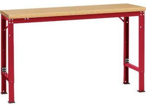 4045916146455 - AU70553003 Arbeits-Grundtisch UNIVERSAL Spezial mit Multiplexplatte BxTxH = 1500 x 800 x 722-1022 mm Rubin-Rot