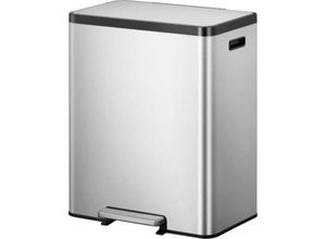 8713631192021 - EKO Treteimer EcoCasa Edelstahl gebürstet fingerabdrucksicher 2 x 30 Liter gedämpfte Deckel B 526 x T 373 x H 660 mm silber