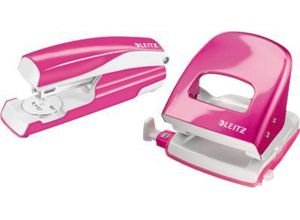 4250510870136 - LEITZ® Bürolocher + Tischheftgerät Wow SET metallic-pink