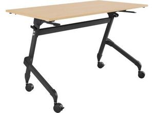 4251898818529 - Select Klapptisch mit Rollen Rechteck Vierkantrohr B 1200 x T 600 x H 720 mm Ahorn schwarz
