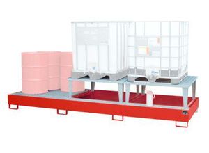 4052462041288 - Auffangwanne AWA 32 Stahl rot L 3850 x B 1460 x H 780 mm 1000 l für 3 x 1000 l IBC 2 Abfüllaufsätze 1 Gitterost