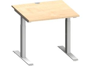 4250510938638 - Genius Schreibtisch MODENA FLEX Quadrat T-Fuß Rechteckrohr B 800 x T 800 x H 650-850 mm Ahorn weißalu