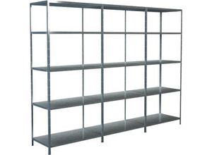 4004514122865 - Steckregal Stecksystem Grund- und 2x Anbauregale silber (silberfarben) B260cm H200cm T35cm Stahl Regale Metall verzinkt 2000x2600x350 mm 15 Böden