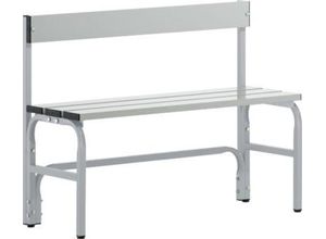 4030426141939 - Umkleidebank Stahlrohr Alu einfach mit Rückenteil 1015 mm breit weißalu
