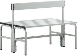 4030426314807 - Umkleidebank Edelstahlrohr Alu doppelt mit Rückenteil 1015 mm breit lichtgrau