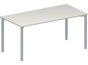 4251898815498 - Genius Konferenztisch Rechteck 4-Fuß Rundrohr B 1600 x T 800 x H 720-840 mm lichtgrau weißaluminium RAL 9006