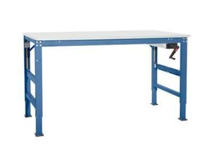 4045916460841 - Arbeitstisch Ergo K m Kurbel 1000 x 800 mm Tischplatte PVC Dekor brillantblau