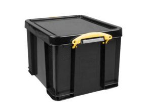 5060456657192 - Really Useful Boxes Aufbewahrungsbox 35L schwarz Griffe gelb