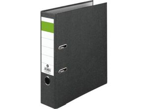 4250510869833 - Ordner Grüner Balken A4 Rückenbreite 80 mm Qualitätsmechanik Griffloch & geklebtes Rückenschild Hartpappe schwarz marmoriert 40 Stück