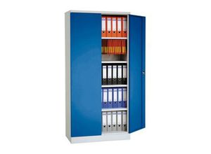 4260090172384 - Stahlschrank 4 Fachböden 5 OH H 1950 x B 920 x T 500 mm lichtgrau enzianblau