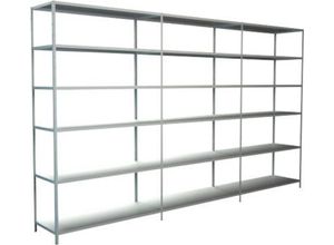 4004514122506 - Steckregal Stecksystem Grund- und 2x Anbauregale Regale Metall weiß 2300x2600x350 mm 18 Böden Gr B H T 260 cm x 230 cm x 35 cm weiß Werkstatt-Regale