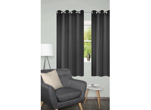 4056751536097 - Vorhang HOME BASICS BENOGA 2er SET schwarz B135cm H175cm Polyester Gardinen SET Ösenschal Uni Dekostruktur