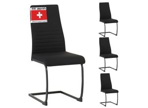 4250263742971 - Freischwinger Stuhl TURANO 4er Set Schwarz - Esszimmerstuhl Schwingstuhl mit Modernem Design Stoff-Bezug Dicke Polsterung - Küchenstuhl Polster-Stuhl Esszimmer Esstisch Stuhl
