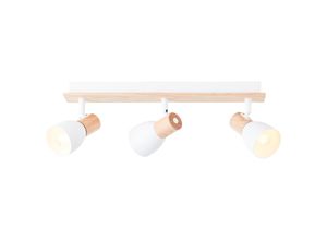 4004353408731 - Daintree Spotbalken 3flg weiß natur Metall Holz 3x D45 E14 28 w - braun - Brilliant