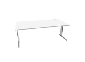 4250510838334 - Pure Schreibtisch PLANOVA BASIC Rechteck C-Fuß B 2000 x T 1000 x H 717 mm weiß weißaluminium + Kabelkanal
