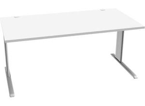 4250510936566 - Pure Schreibtisch PLANOVA BASIC Rechteck C-Fuß B 1600 x T 800 x H 717 mm weiß weißaluminium + Kabelkanal