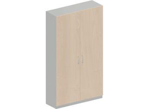 4051273739667 - Genius Garderobenschrank TETRIS SOLID 5 Ordnerhöhen 1 Fachboden Kleiderstange abschließbar B 1200 x T 412 x H 2143 mm weißalu Ahorn