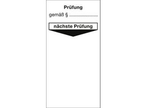 4060081000357 - Grundplakette Prüfung gemäß § nächste Prüfung Folie 40x80 mm 10 Stück Bogen